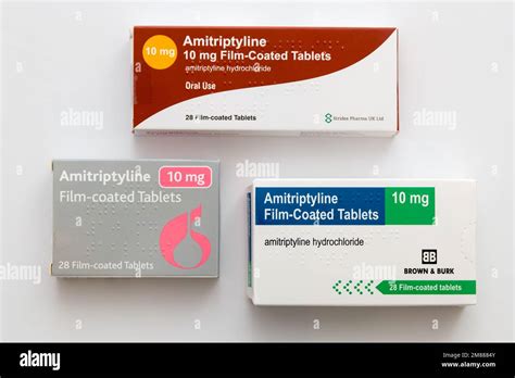 Boxes Of Various Generic Brands Of 10mg Amitriptyline Hydrochloride