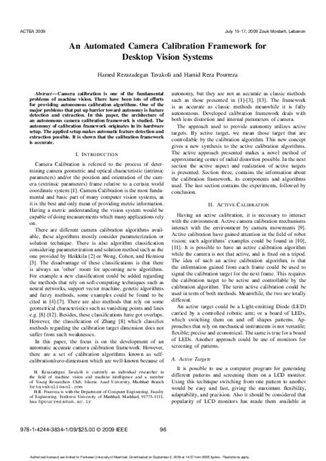 pdf an automated camera calibration framework for desktop vision systems