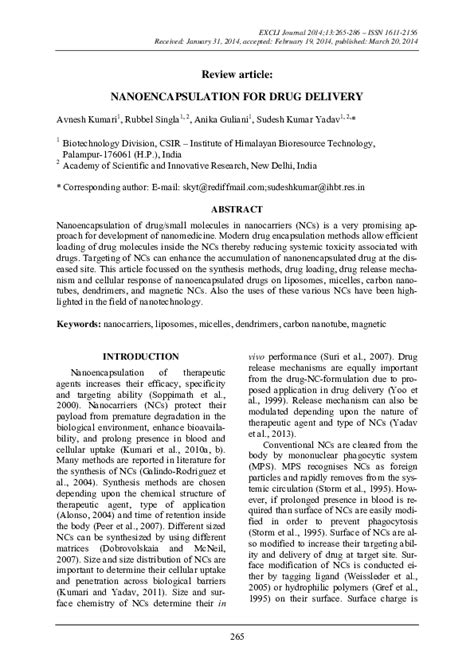Pdf Nanoencapsulation For Drug Delivery