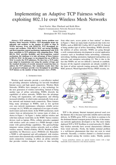 Pdf Implementing An Adaptive Tcp Fairness While Exploiting 80211e Over Wireless Mesh Networks