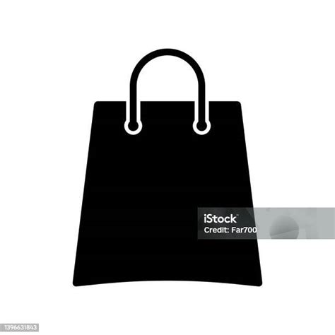 가방 아이콘입니다 가게 블랙 실루엣 정면보기 벡터 간단한 평면 그래픽 일러스트레이션 흰색 배경에 격리된 개체입니다 격리 쇼핑백에 대한 스톡 벡터 아트 및 기타 이미지