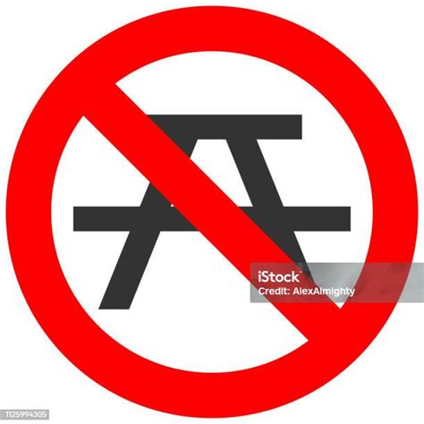 아니 야영 캠핑 텐트 캠프 기호를 금지합니다 금지 또는 규칙을 나타내는 기호 경고와 금지 평면 디자인입니다 벡터 일러스트 레이 션을 캠프 하지 않습니다 금지됨에 대한 스톡