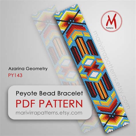 Azarina Geometry Peyote Bead Pattern For Bracelet Turquoise Yellow