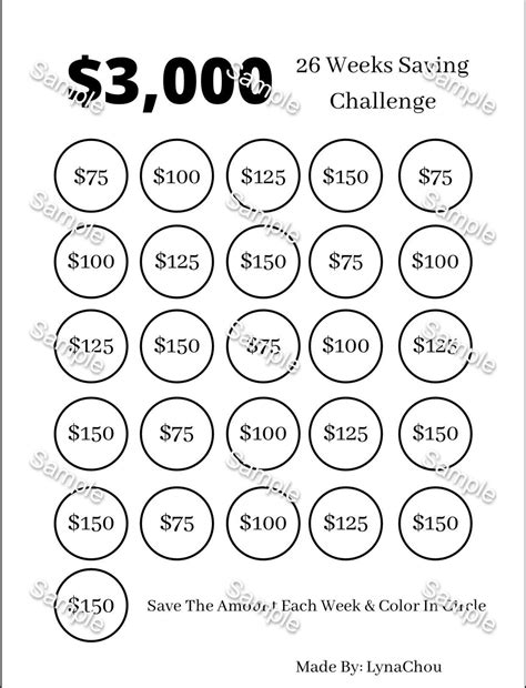 3k 26 Weeks Saving Challenge 3k In One Year 3k In 6 Months Biweekly