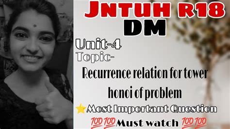 jntuh r18 dm unit4 recurrence relation for tower of honoi problem very