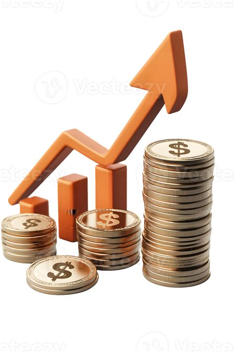 Dynamic Depiction Of Financial Growth With Stacked Coins And Rising Bar Graphs Displaying Upward