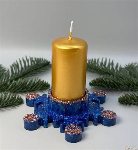 Купити Підсвічник з епоксидної смоли Сніжинка з Skrynya Ua