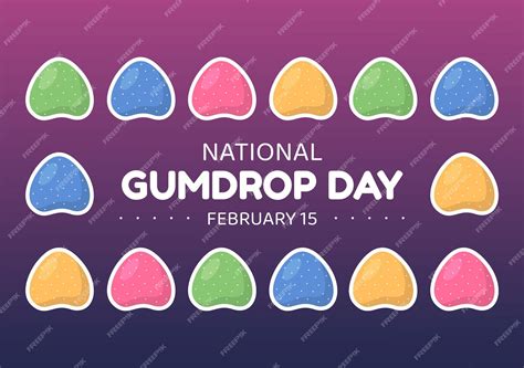 Premium Vector National Gumdrop Day On February 15 With Holiday Of Delicious Sweets For
