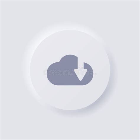 Cloud Download Icon White Neumorphism Soft Ui Design Stock Vector Illustration Of Business