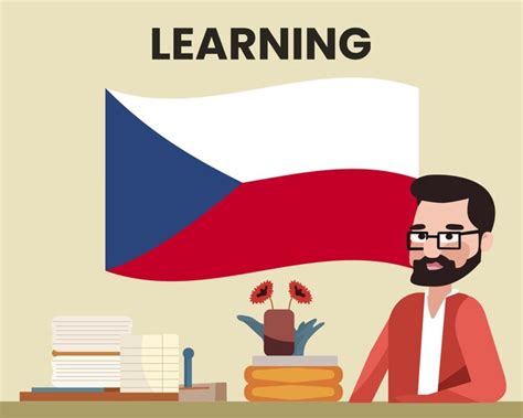 Premium Vector Czech Republic Flag With A Male Teacher Learning Or Teaching Czech R Language