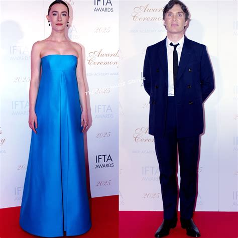 Saoirse Ronan Cillian Murphy And Nicola Coughlan At The 2025 Ifta Awards In 2025 Celebrity Red