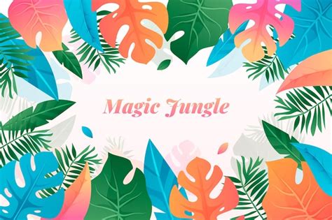 그라데이션 열 대 잎 배경 무료 벡터