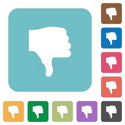 Thumbs Up Rounded Square Flat Icons Stock Vector Illustration Of