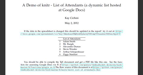 Thebiobucket Playing With Knitr Create Report With Dynamic List