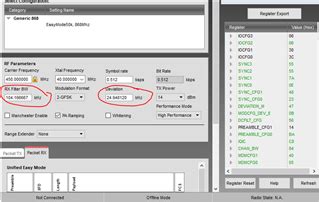 CC SmartRF Studio Parameters Setup Sub GHz Forum Sub GHz TI E E Support Forums