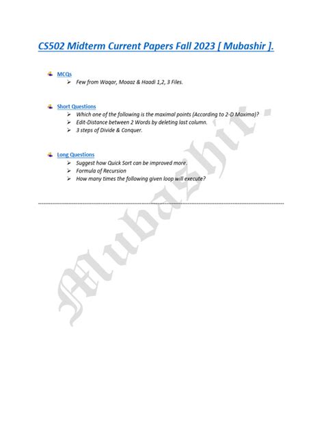 cs502 midterm current papers fall 2023 mubashir pdf