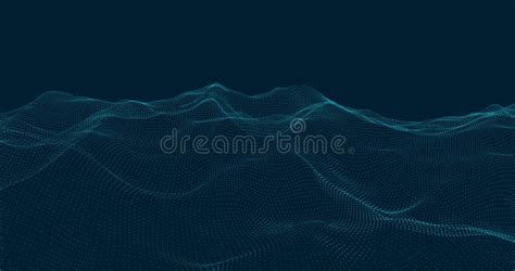 Abstract Vector Particle Waves Blueprint Style Wave Particles On Dark