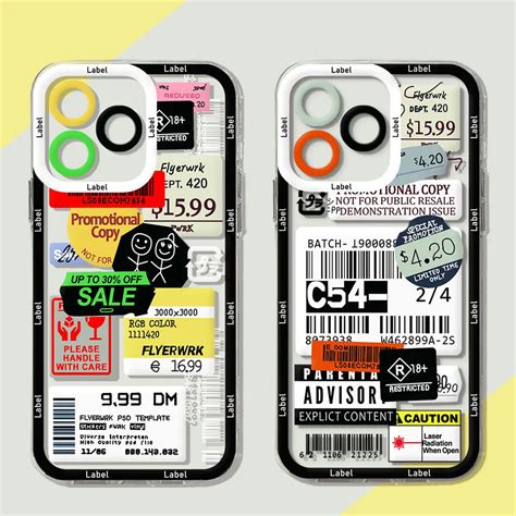 Fashion Stamp Label Barcode Phone Case For Xiaomi Redmi Note 13 13c 12
