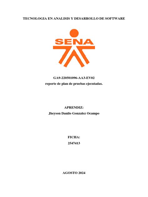 Reporte Del Plan De Pruebas Ejecutadas Pdf Software Pruebas De