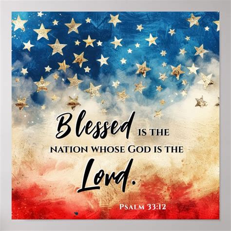 Psalm 33 12 Blessed Is The Nation Usa Flag Bible Poster Zazzle