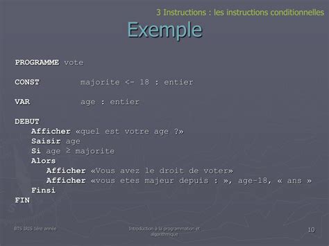Ppt Initiation à La Programmation Et Algorithmique Cours 2 Powerpoint Presentation Id 7059724