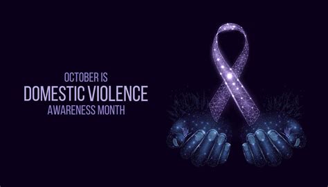 Domestic Violence Awareness Month Concept Banner Template With Glowing