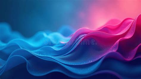 The Image Depicts Flowing Abstract Waves In Shades Of Vibrant Blue And Pink Stock Illustration