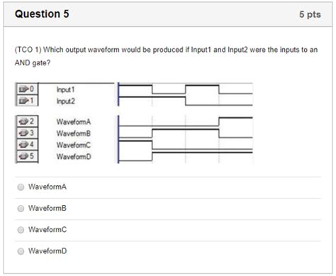 Question 5 5 Pts Tco 1 Which Output Waveform Would Be Produced If
