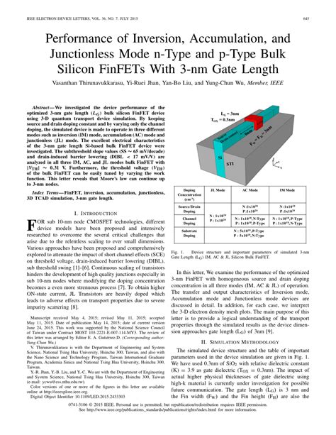 Pdf Performance Of Inversion Accumulation And Junctionless Mode N