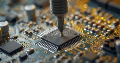 A Soldering Iron S Delicate Dance On A Circuit Board With A Computer