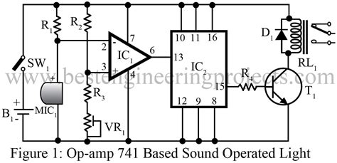 Op Amp 741 Based Sound Operated Light Engineering Projects