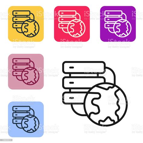 흰색 배경에 격리된 블랙 라인 네트워크 클라우드 연결 아이콘입니다 사회 기술 클라우드 컴퓨팅 개념 색상 정사각형 단추로 아이콘을
