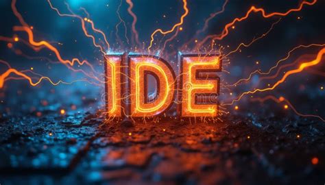 Dynamic Glowing Letters Ide Surrounded By Electric Sparks Stock Image Image Of Vibrant