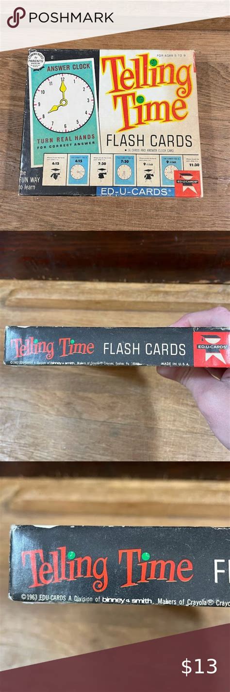 1963 Telling Time Flash Cards Vintage Flash Cards Learning Time Analog Clock Learning Time