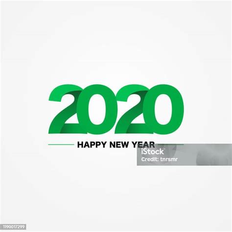 흰색 배경 벡터 일러스트 레이션 Eps 파일에 새해 복 야 2020 녹색 로고 텍스트 디자인 12월에 대한 스톡 벡터 아트 및 기타 이미지 Istock
