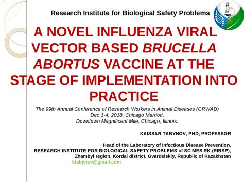 A Novel Influenza Viral Vector Based Brucella Abortus Vaccine At The Stage Of Implementation