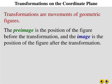 Ppt Coordinate Plane Transformations Reflection Translation