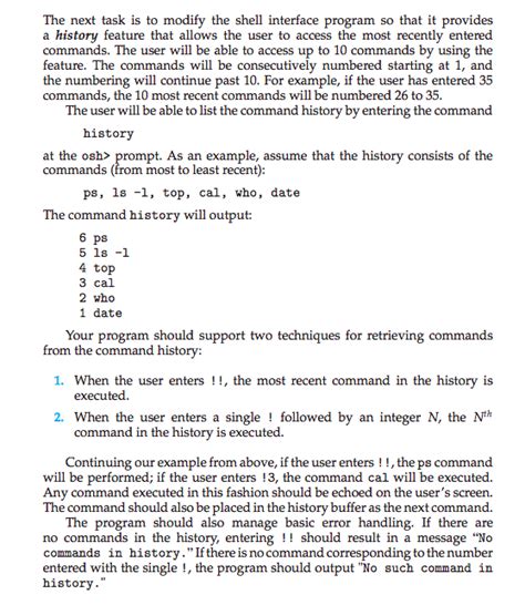 the next task is to modify the shell interface