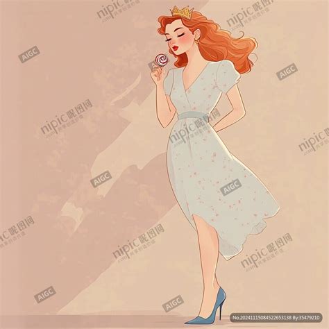 ai创作图吃糖的甜美女孩 糖果女郎 手绘女性甜美优雅绘画 拿棒棒糖年轻女子 棒棒糖女孩 复古吹风格 糖果公主 棒棒糖女人 糖果小姐卡通人物 微