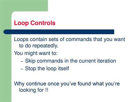 Week 8 Programming Ii Today More Features Loop Control Ppt Download