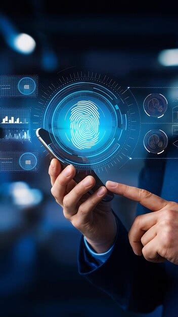 Premium Photo Businessman Using Smartphone To Access Biometric Data By Input Password Or