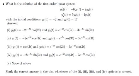 Solved • What Is The Solution Of The First Order Linear