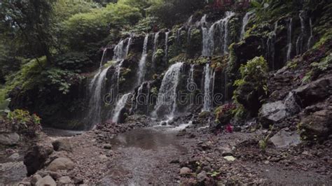 Scenic Cascade Waterfall In Tropical Forest At Bali Island Stock Video