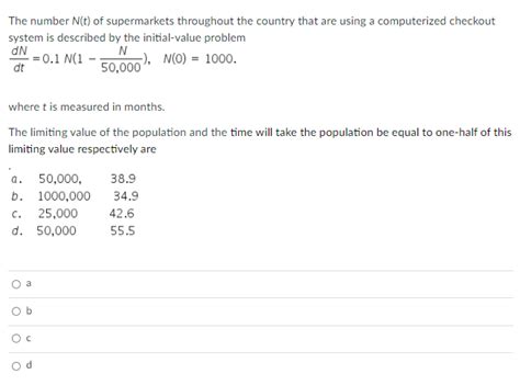 Solved The number N(t) of supermarkets throughout the | Chegg.com