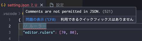 jsonファイルにコメント書くとエラー