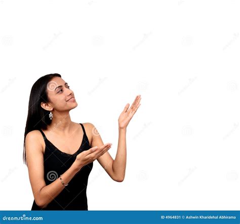Beautiful Teenage Girl Presenting Stock Image Image Of Advertise Teen 4964831