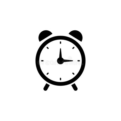 Classic Alarm Clock Solid Flat Vector Icon Isolated On White Background