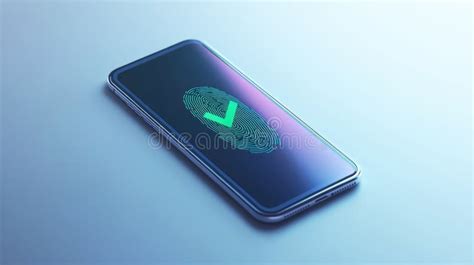 Smartphone With Biometric Fingerprint Authentication Screen Displaying Green Checkmark 2fa