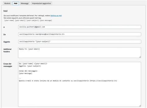 Configurare Contact Form 7 Plugin Moduli Cecilia Quinterio