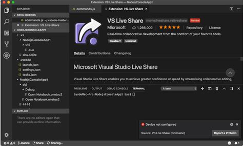 VS Code Device Not Configured Issue Microsoft Live Share GitHub